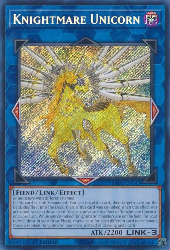 Knightmare Unicorn (ALT) – RA01-EN043 (Secret Rare) - Fantastica Aventura